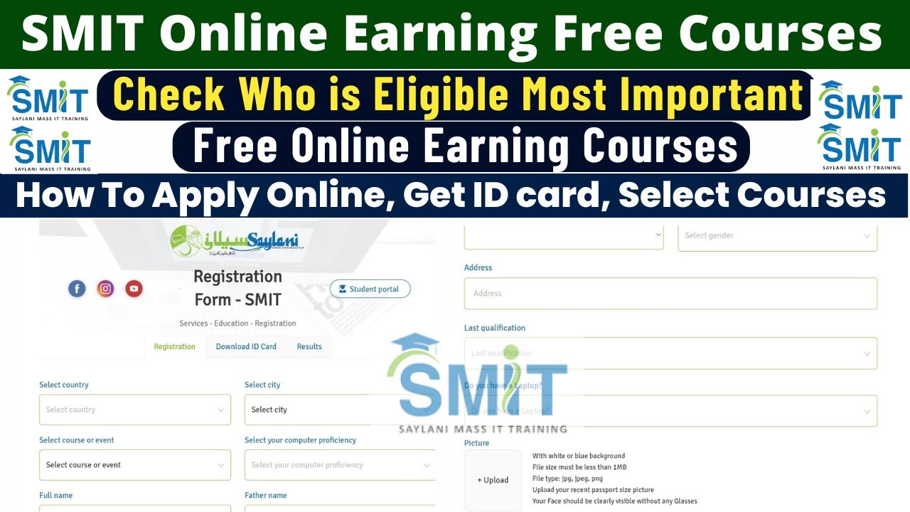 Smit Online Earning Free Courses | How to Apply for Free IT Courses ...