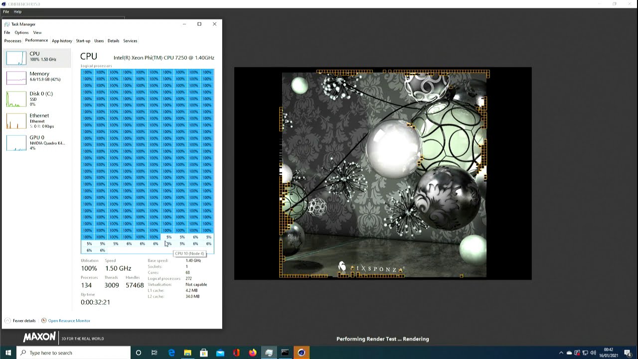 Xeon Phi 7250 KNL Knights Landing demo in Windows 10 Pathtracing old ...