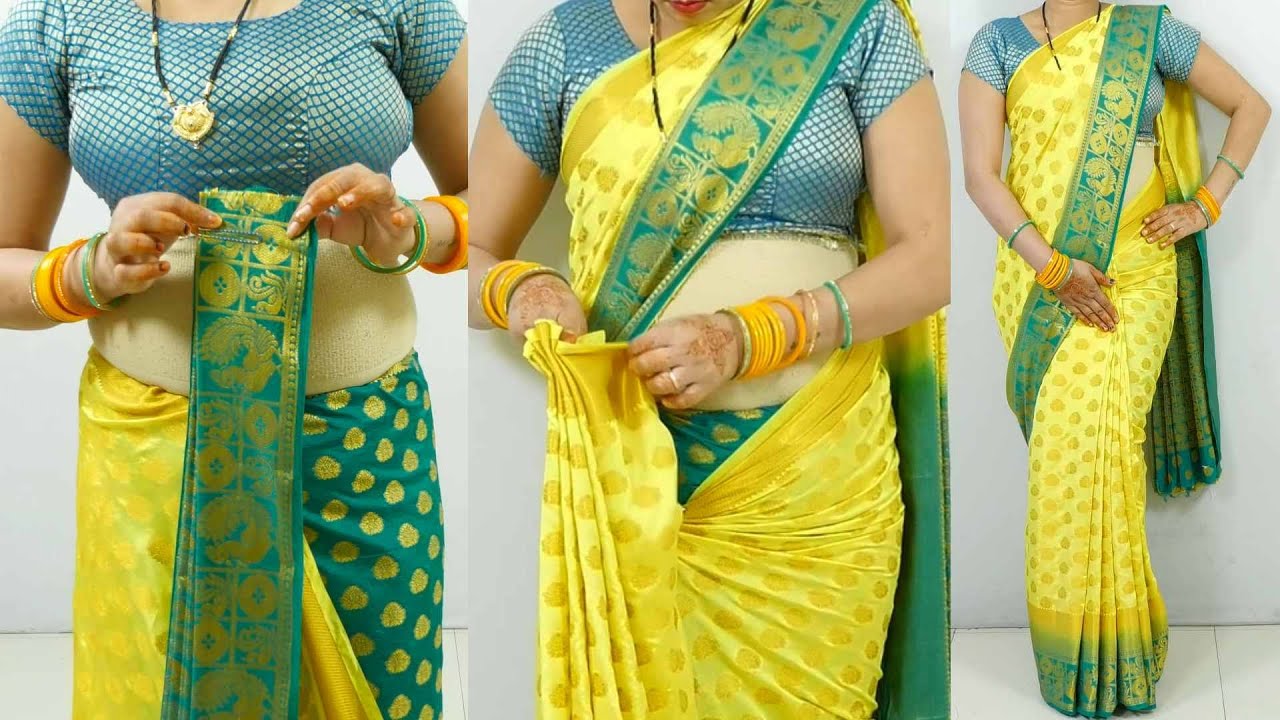 Very beautiful banarasi silk saree draping tutorial for wedding ...