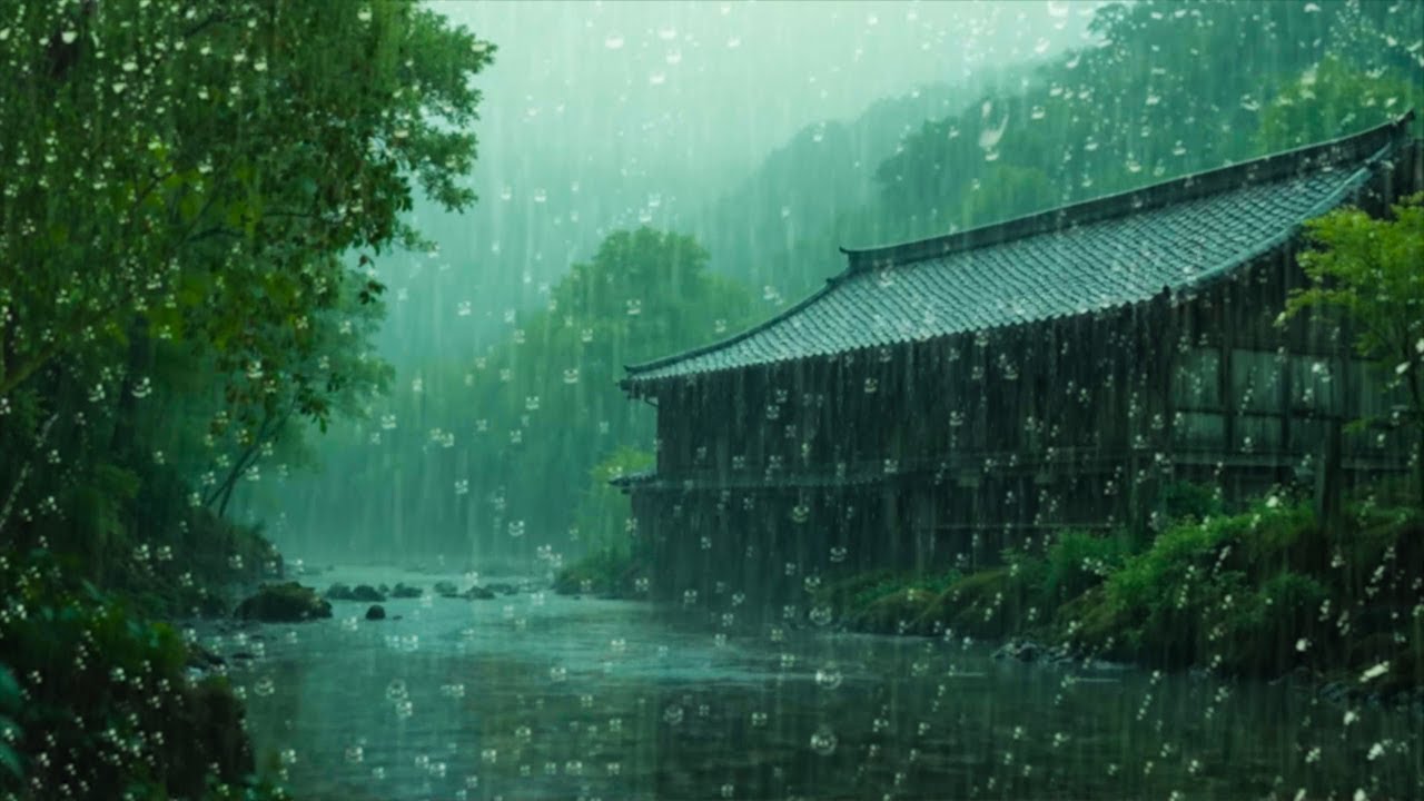 Zen Rain by the Riverside Temple 🌧️ | Japanese Rain Sounds for Sleep ...
