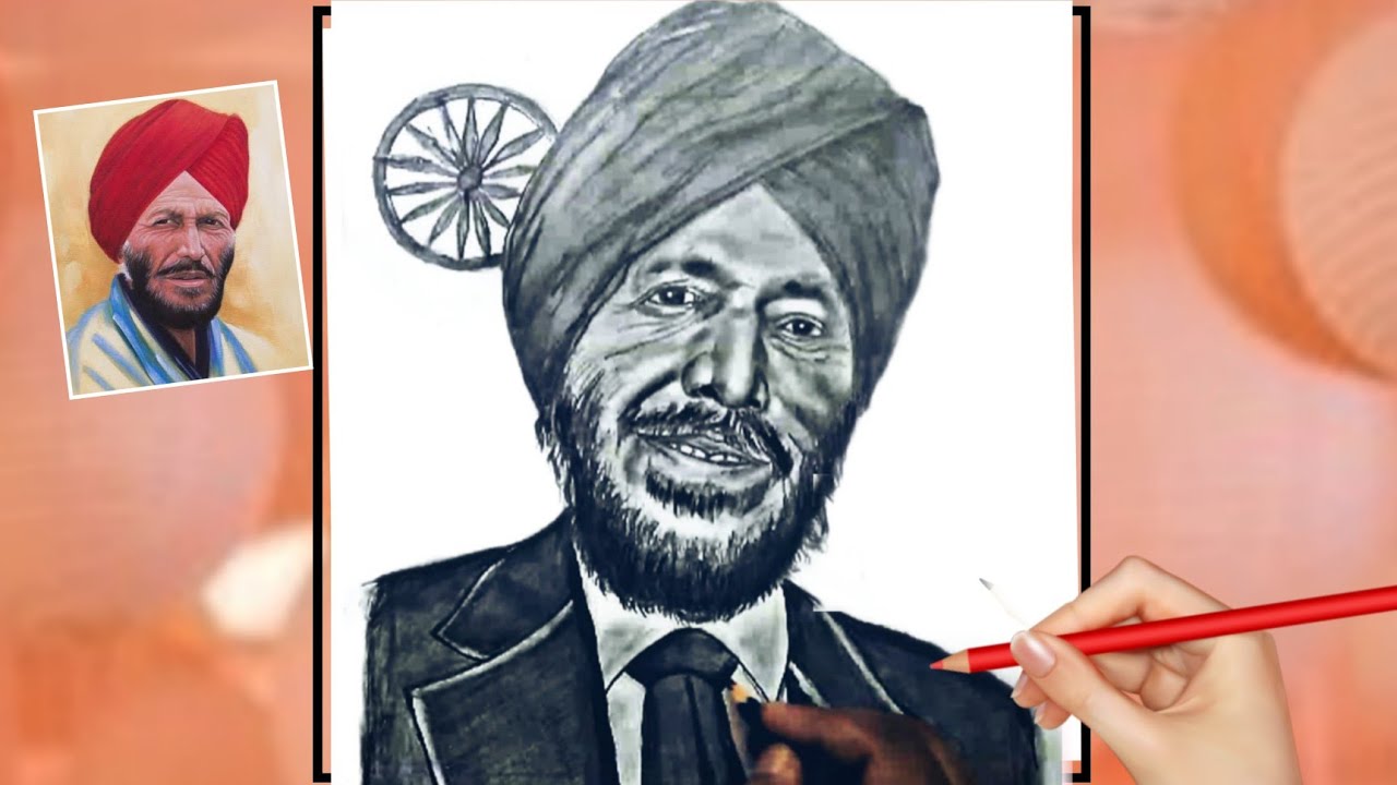 How To Draw Milkha Singh Drawing | The Flying Sikh RIP | Easy Draw Step ...