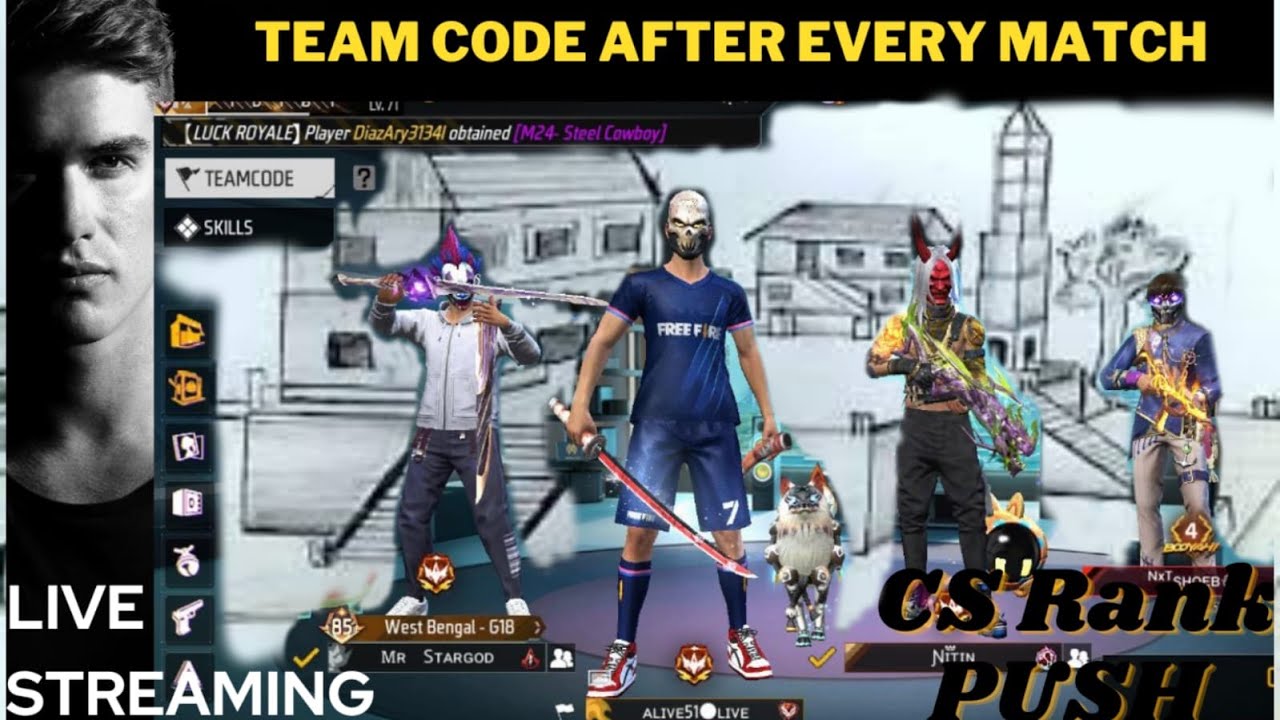 CS Rank Push With Team code // Free Fire Live CS Rank Push with ...