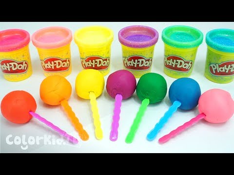 Learn Colors Play Dough Lollipops Doraemon Peppa Pig Pow Paltrow Disney Princess Molds