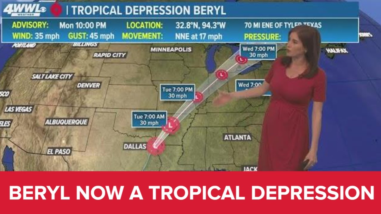 10 PM Tropical Update: Beryl now a tropical depression, moving into ...