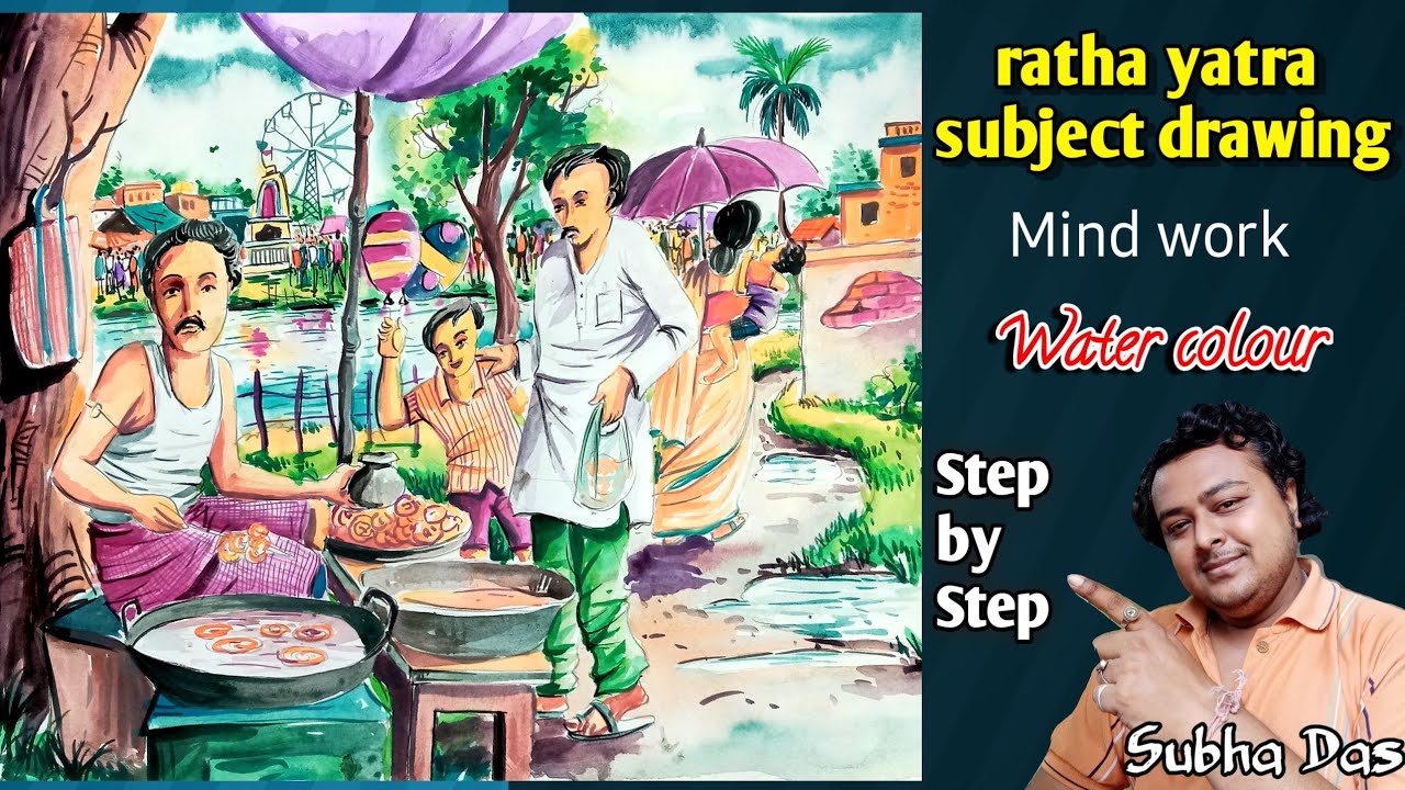 how to draw rathayatra fair drawing step by step| easy ratha yatra ...