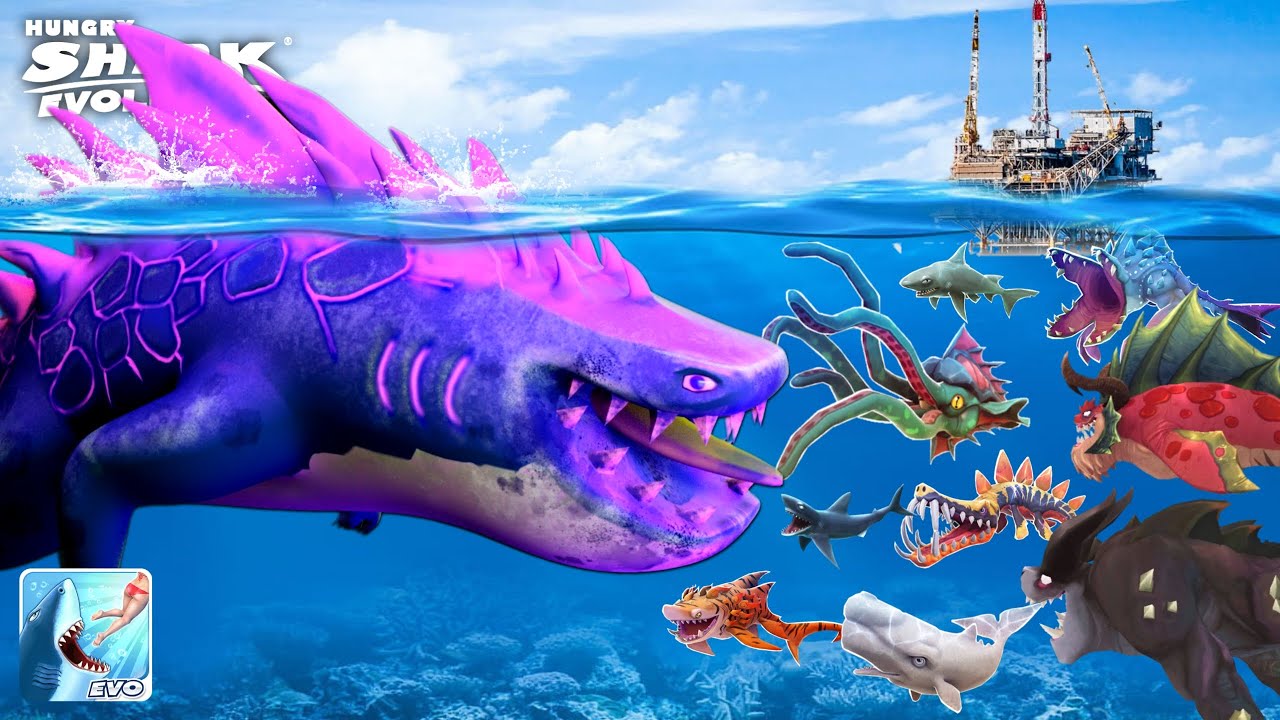 PURPLE MAGMAJIRA (SHARKJIRA) EAT ALL GIANT SHARK - UNLOCKED ALL HUNGRY ...