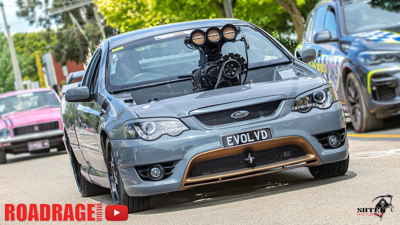 Debut of the blown FORD burnout car EVOLVD - YouTube