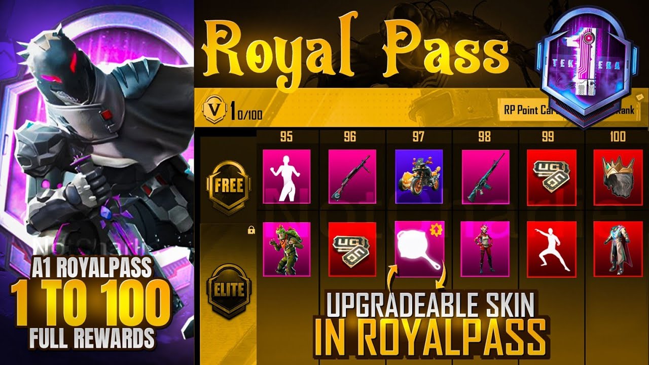 A1 Royal Pass 1 To 100 Rp Full Rewards | Upgradeable Skin In A1 ...