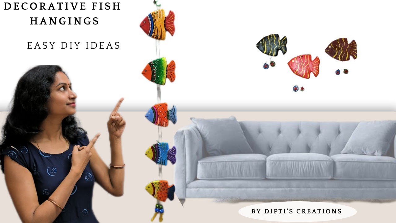 How to make a Fish hanging craft || Fish hanging decoration ...
