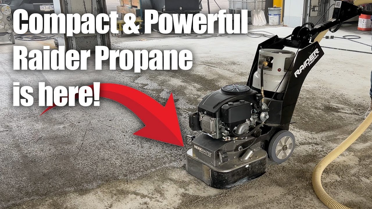 WerkMaster Raider Propane removing heavy coating from industrial garage floor - YouTube