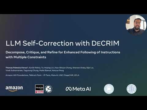 EMNLP 2024 - LLM Self-Correction with DECRIM - Paper presentation - YouTube