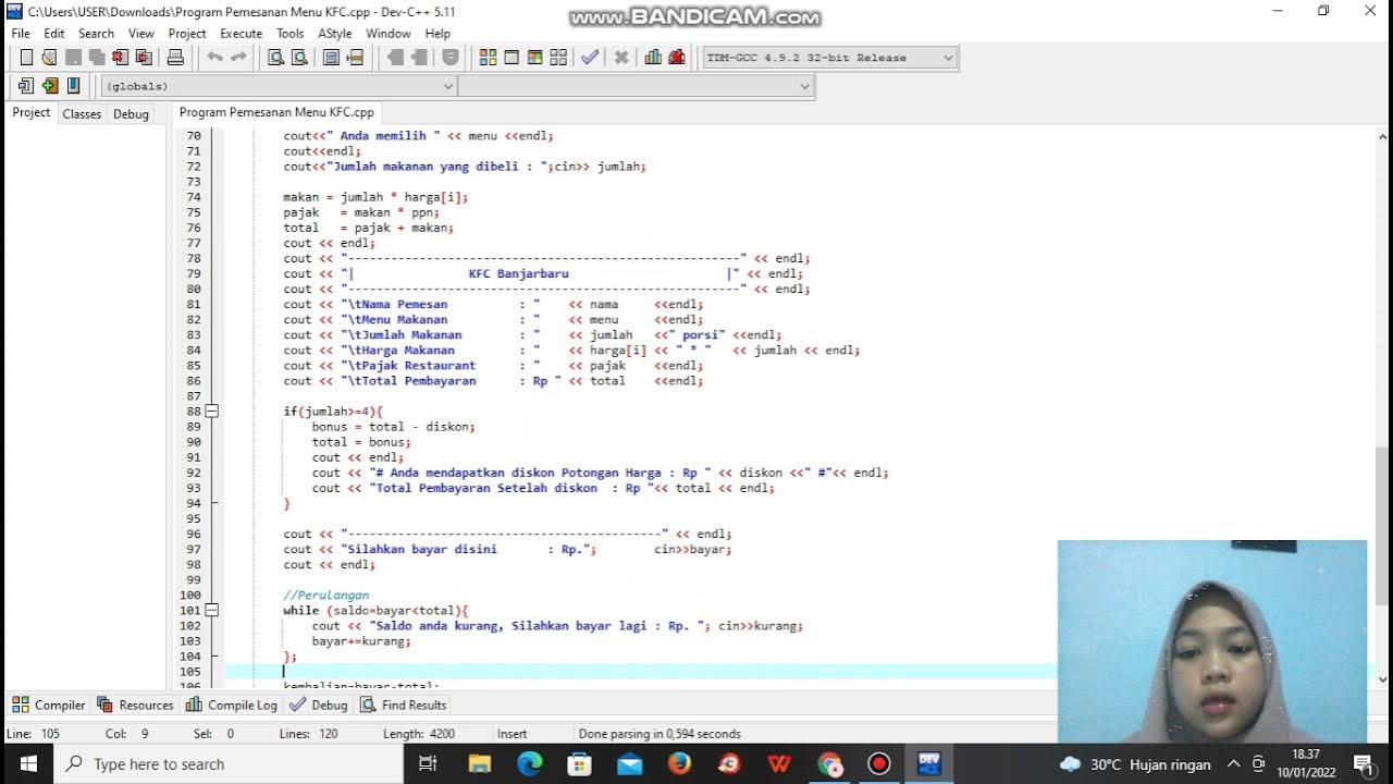 Program Pemesanan Menu Makanan Menggunakan Dev C++ - YouTube