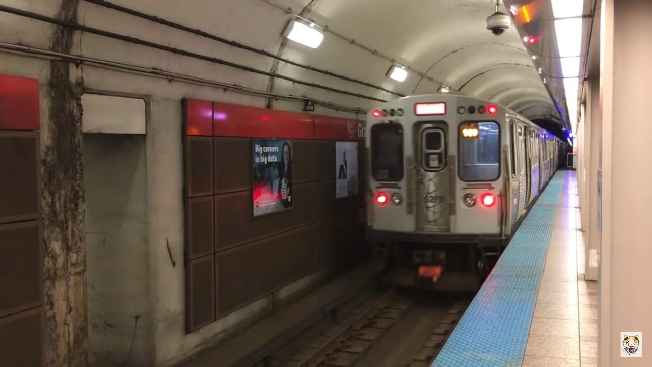 【アメリカ】 シカゴ・L (CTA) レッドライン グランド駅 Chicago 'L' Red Line Grand Station ...