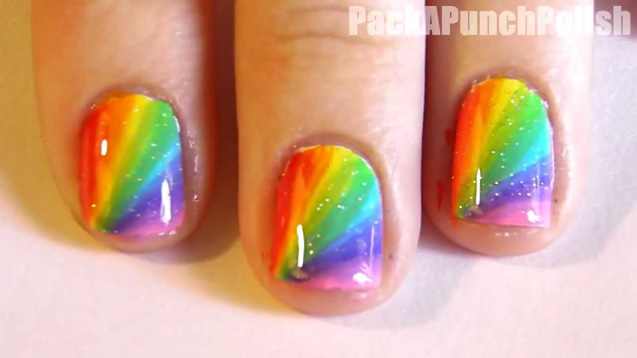 Rainbow Burst Nail Art Tutorial - YouTube