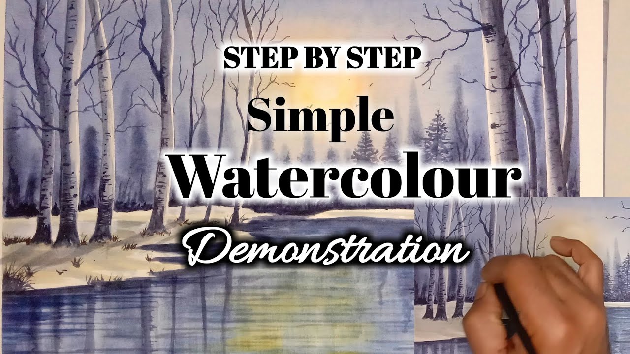 How To Draw Easy Landscape In Watercolour #Easy Watercolour ...