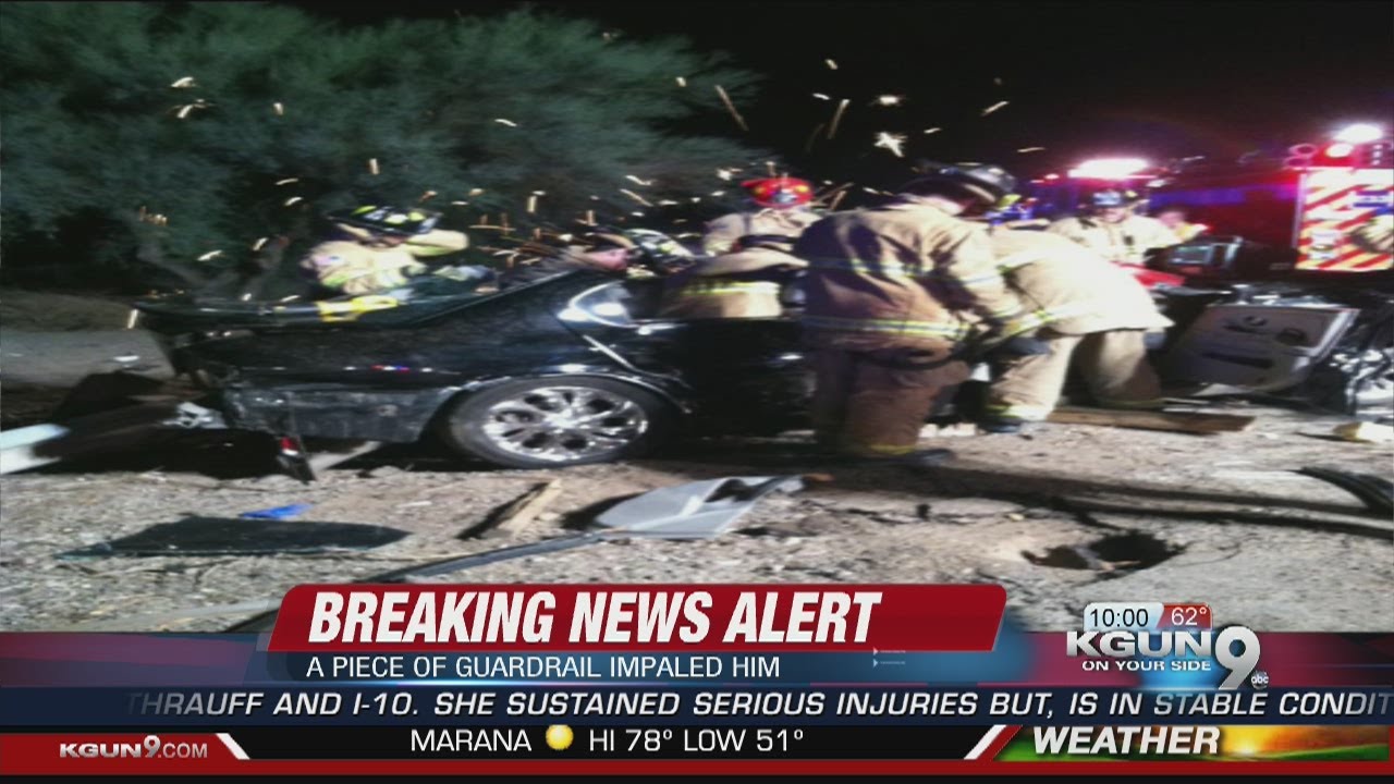 Man impaled by guardrail on I-10 - YouTube