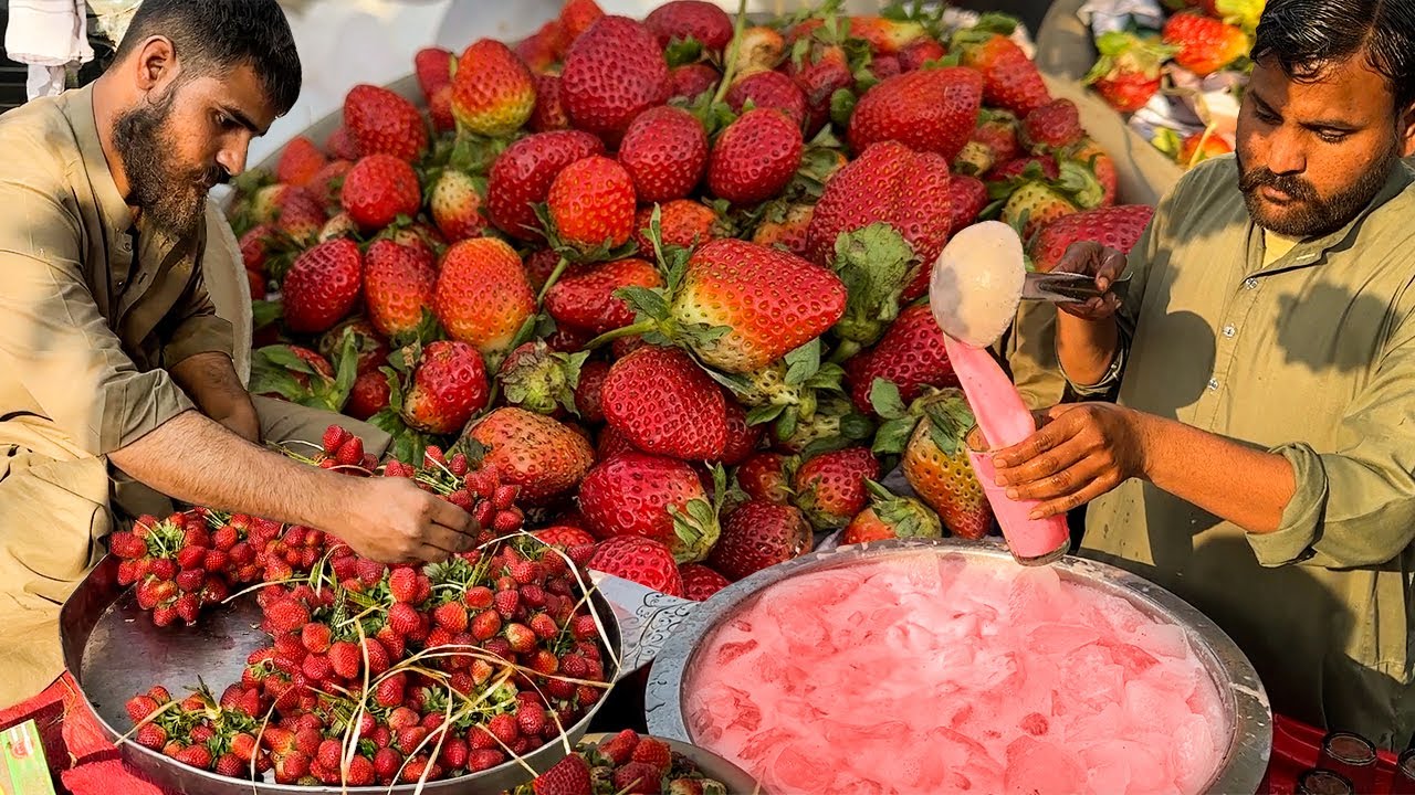 Fresh Strawberry Juice - Roadside Fruit Cart Decorated with ...