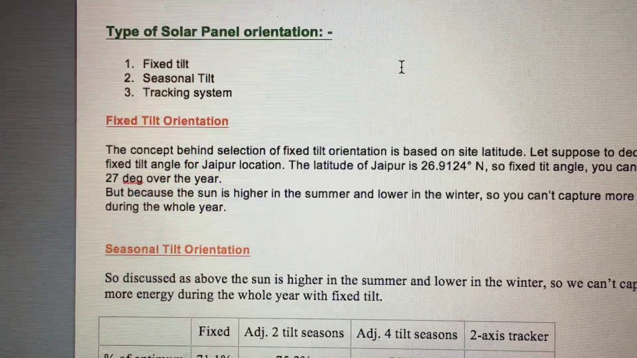 Selection of Solar Tilt Angle - YouTube