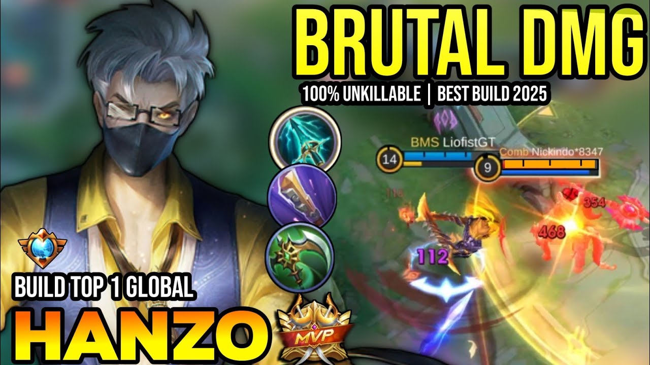 HANZO BEST BUILD 2025 | BUILD TOP 1 GLOBAL HANZO GAMEPLAY | MOBILE ...