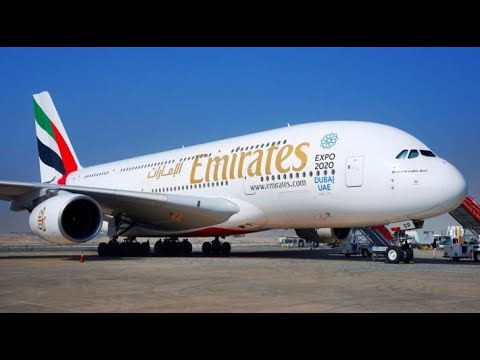Emirates Airbus A380 takeoff from Dubai - YouTube