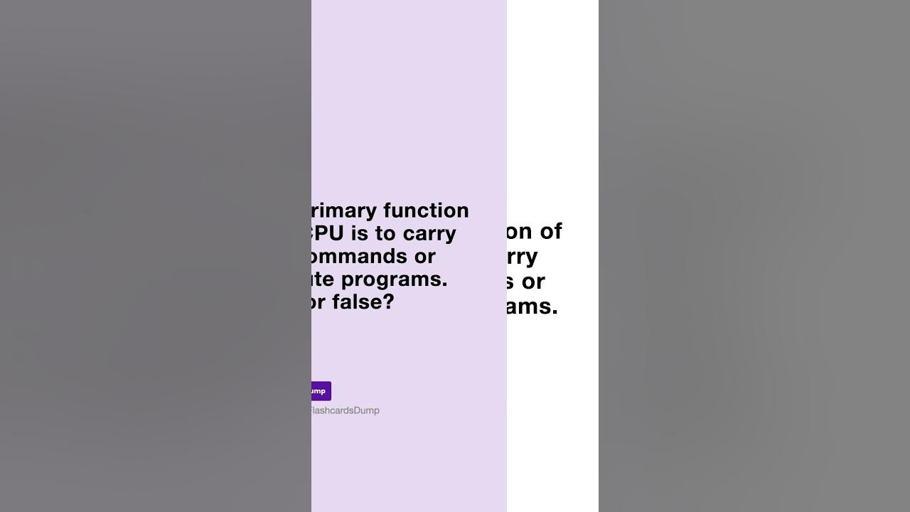 The primary function of a CPU is - Central Processing Unit flashcard by flashcardsdump - YouTube