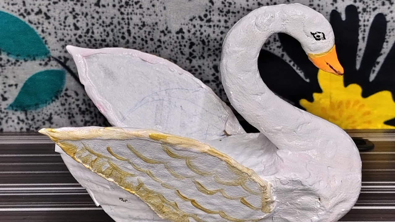 How to make diy showpiece swarn from cardboard and clay.very easy ...