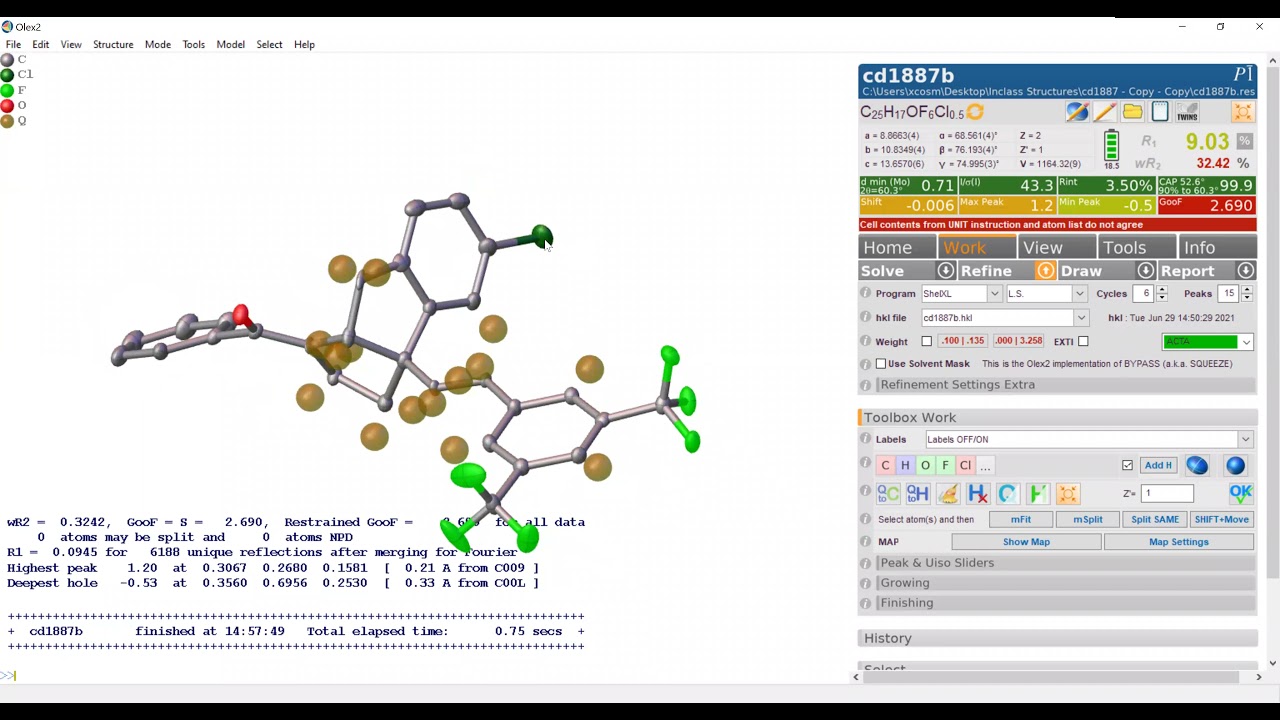Structure solution of an Azo compound using SHELX within OLEX2 1.3 ...