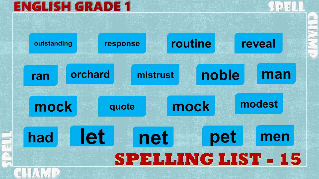 English Grade 1 Spelling List 15 - YouTube
