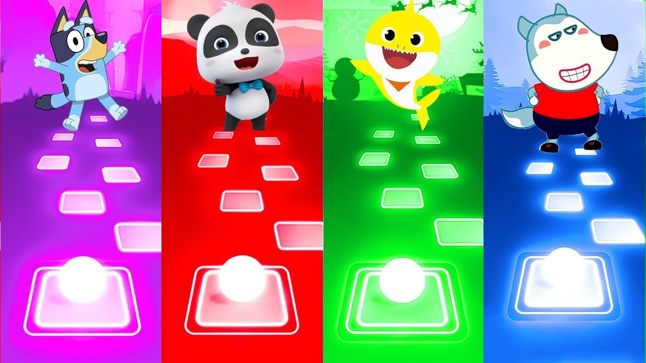 Blues Vs BabyBus Vs Baby Shark Vs Wolfoo Family | Tiles Hop EDM Rush ...