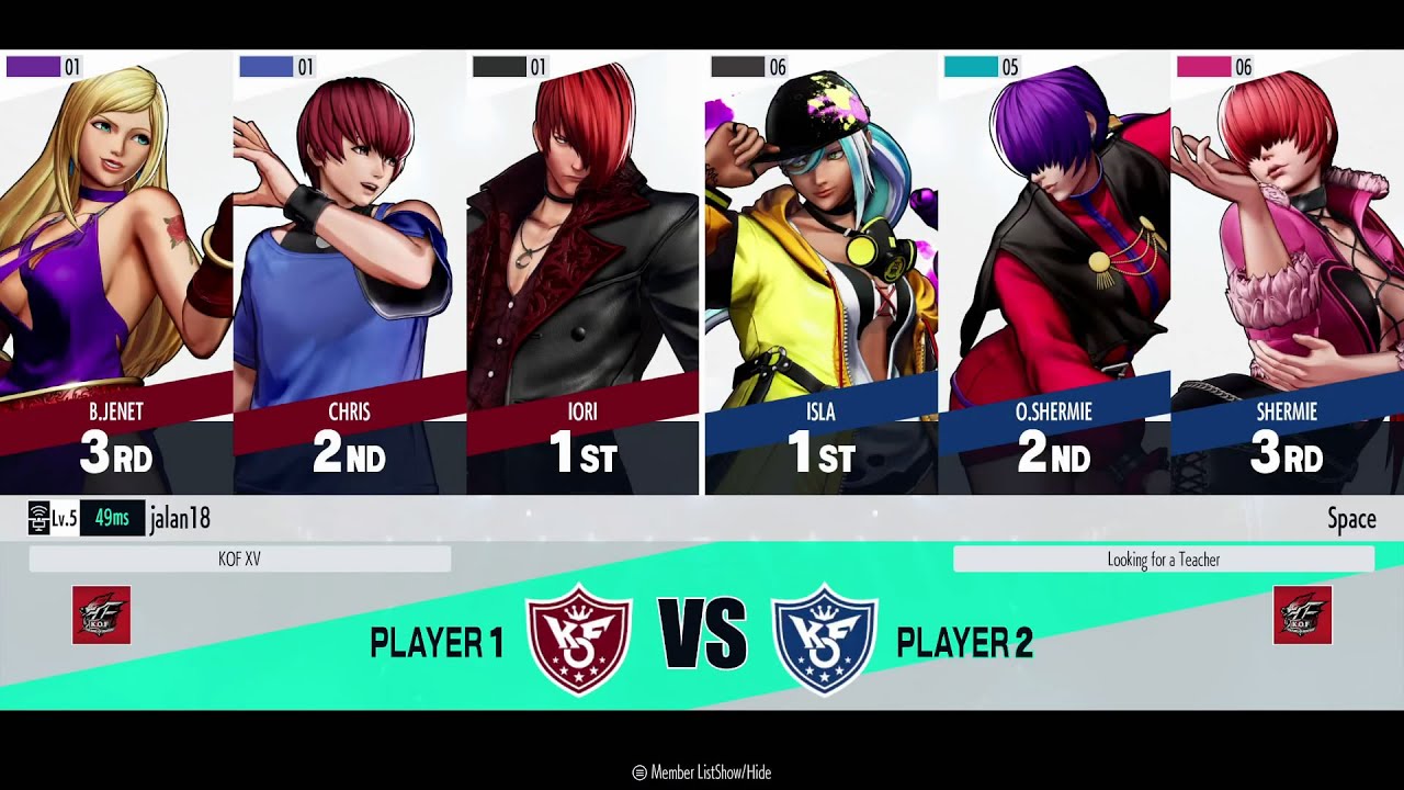 KOF XV - Jalan18 (Iori/Chris/B.Jenet) vs Space (Isla/O.Shermie/Shermie ...