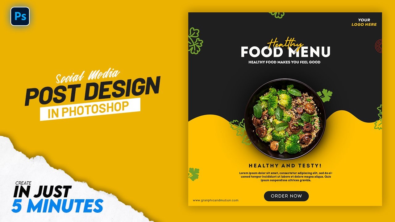 Food Social Media Banner Design | in Just 5 Minutes | Photoshop ...