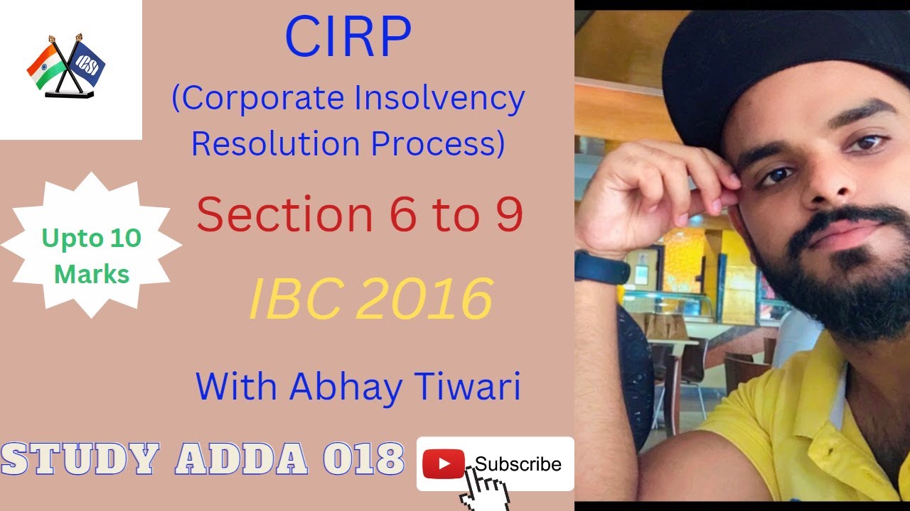 CIRP(Corporate Insolvency Resolution Process) IBC 2016 Section 6 to 9 ...