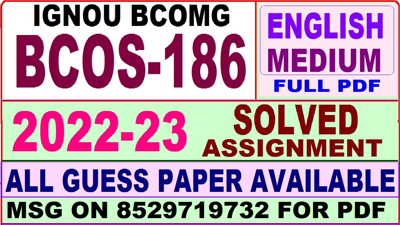 bcos 186 solved assignment 2022-23 / bcos 186 solved assignment 2023 ...