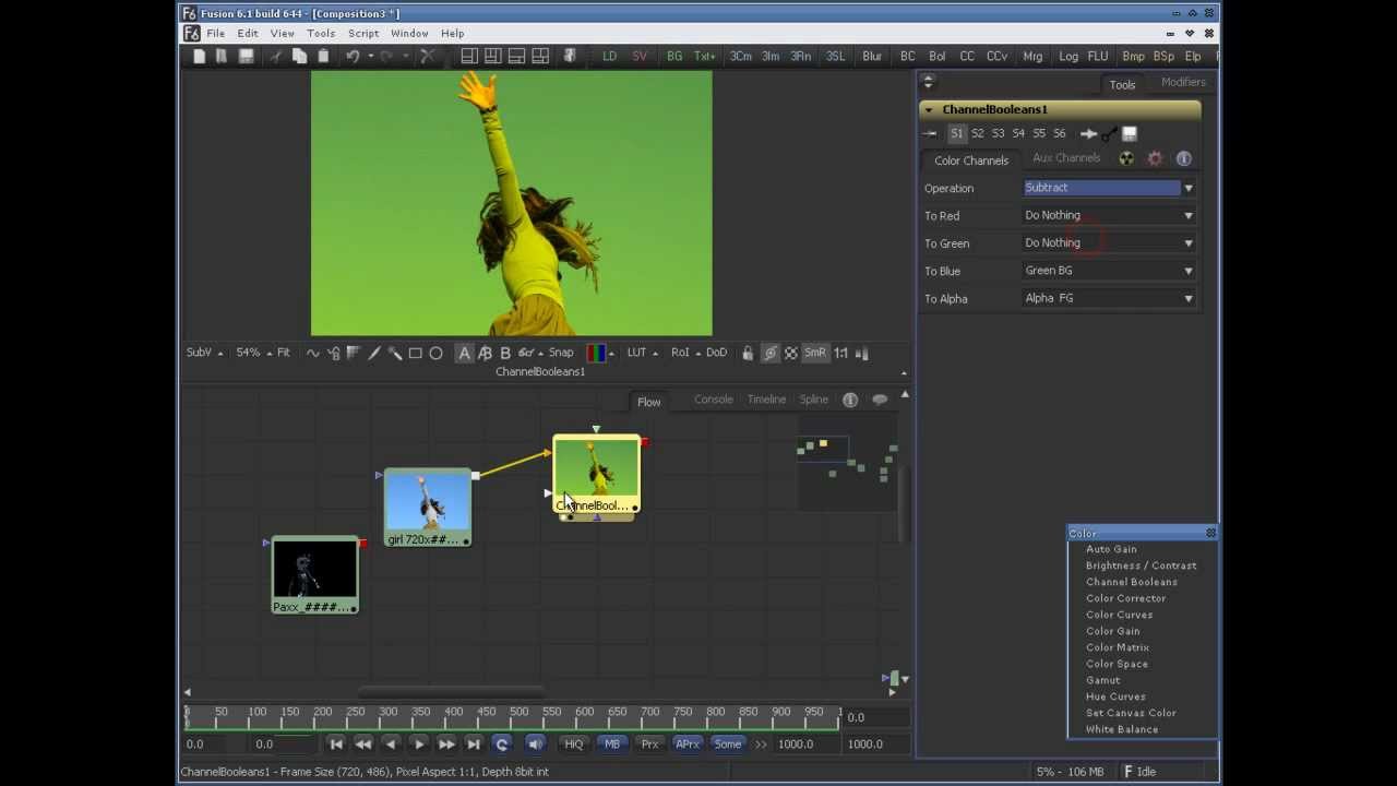 How to use Channel Booleans tool in eyeon Fusion? - YouTube