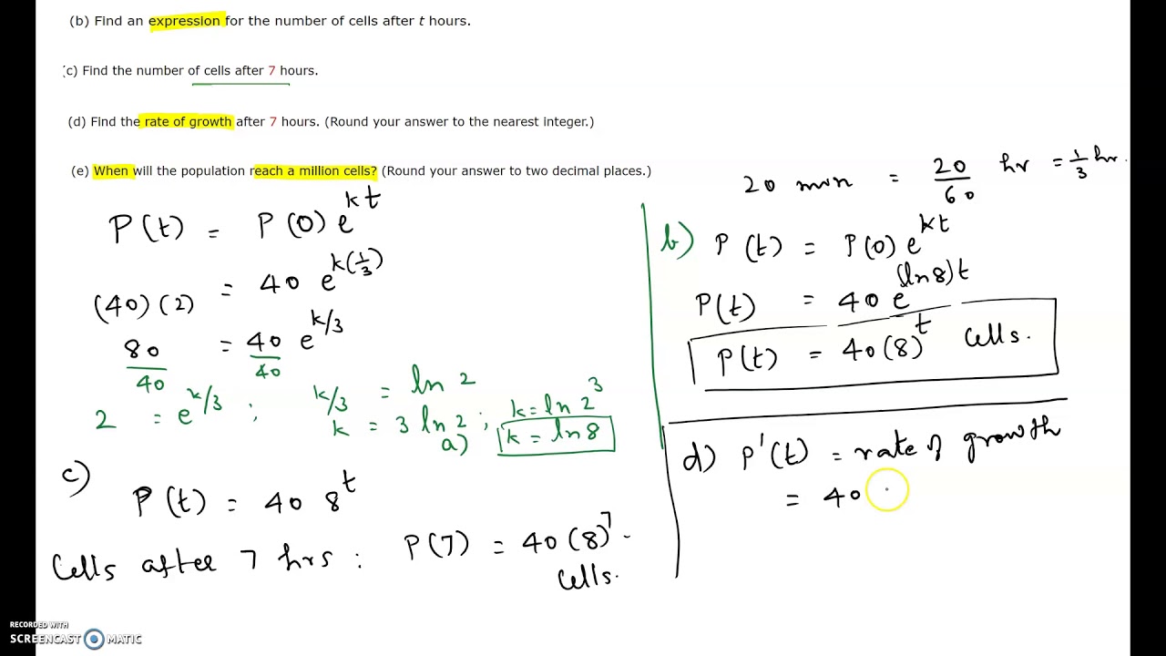 Practice Exam 2 - Calc 1 - 3.8.2 (Word problem for population growth ...
