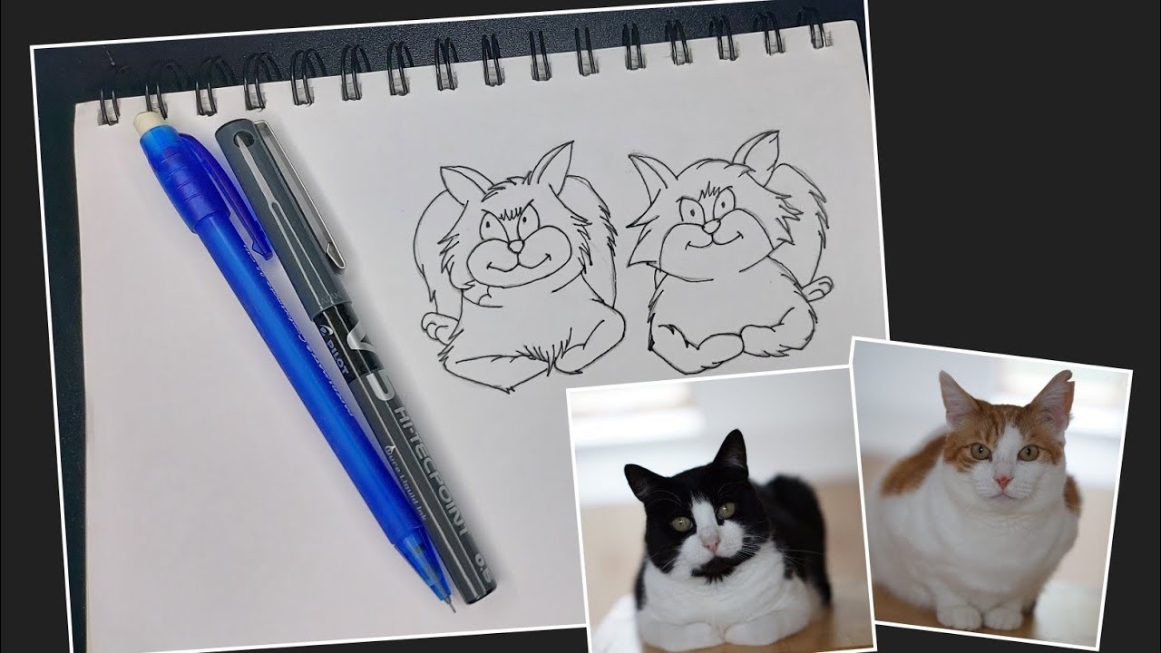 Drawing Tom and Mimi as cartoon characters - YouTube