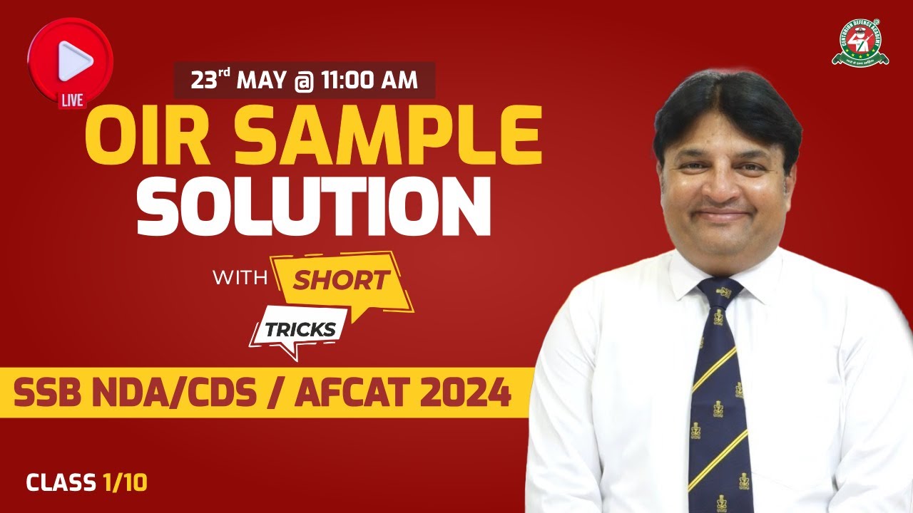 OIR Sample Paper Solution 👉06 with Short Tricks "LIVE" Class🔥for SSB ...