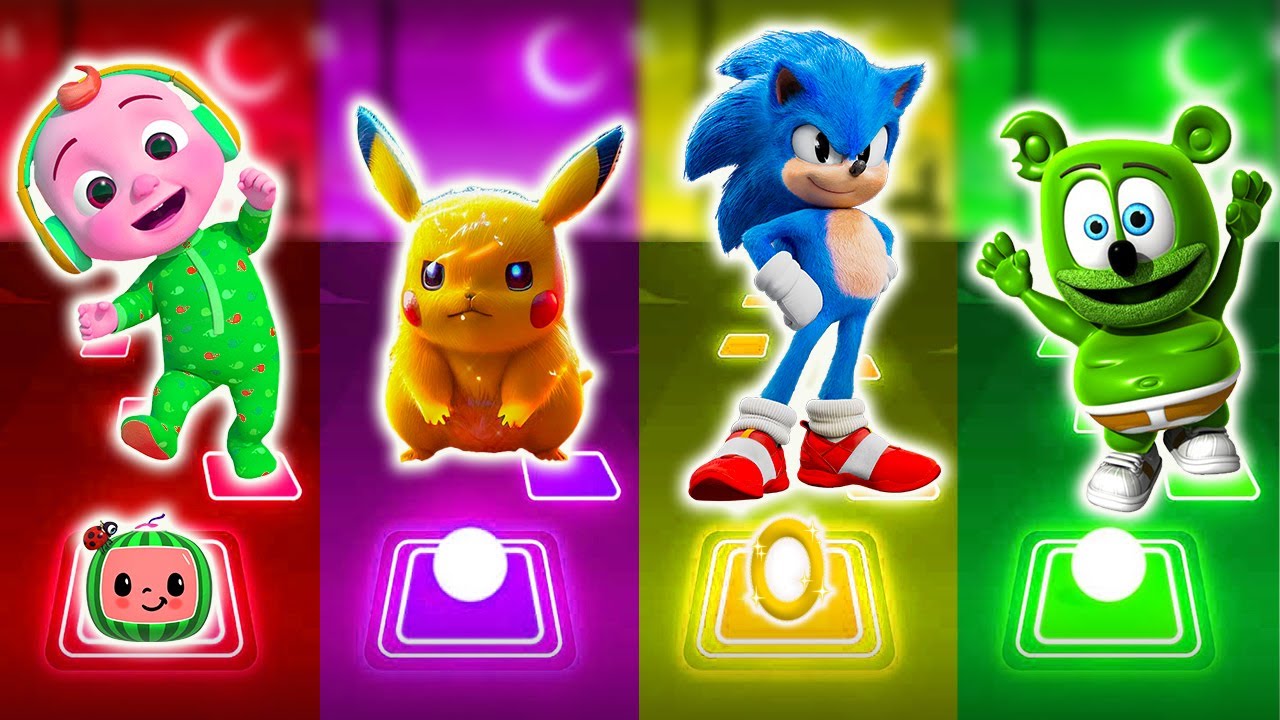 GUMMY BEAR ️ SONIC ️ POKEMON PIKACHU ️ COCOMELON FUNNY TILES HOP - YouTube