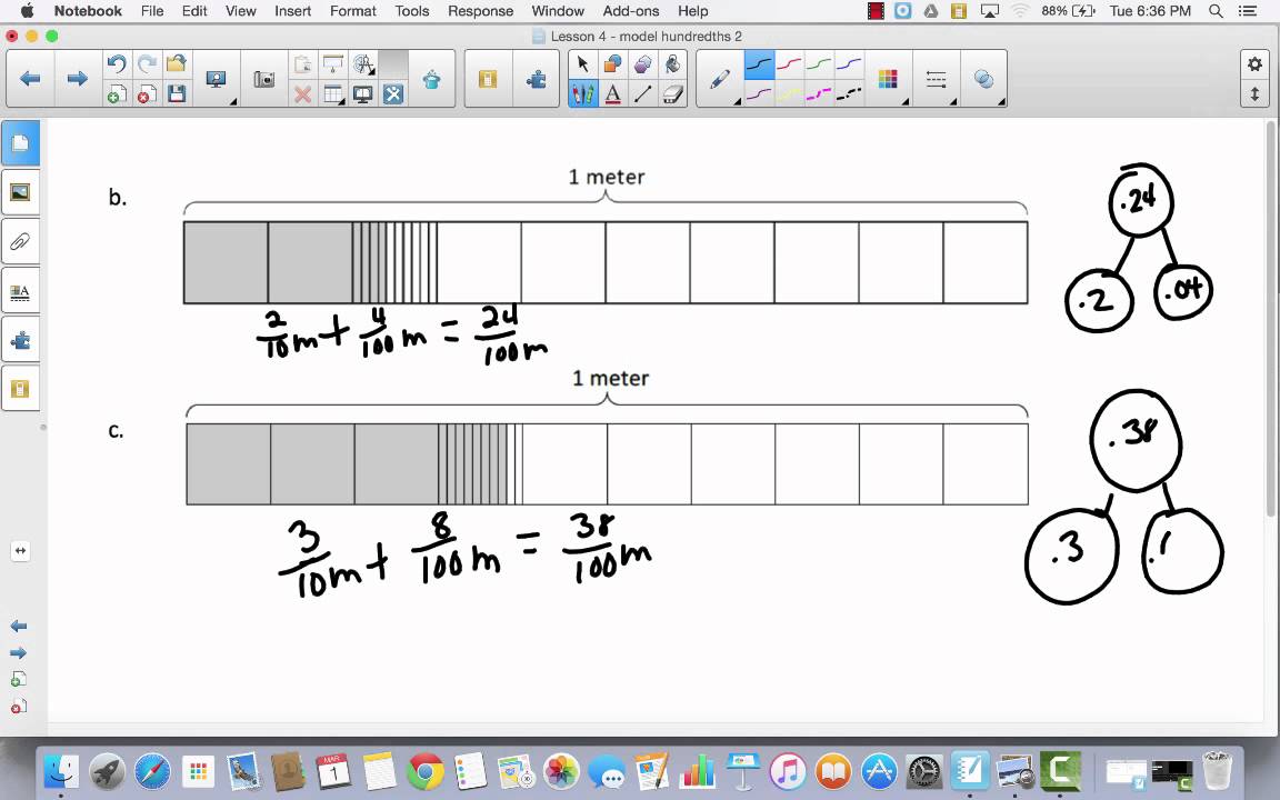 Mod 6 Lesson 4 model hundredths - YouTube