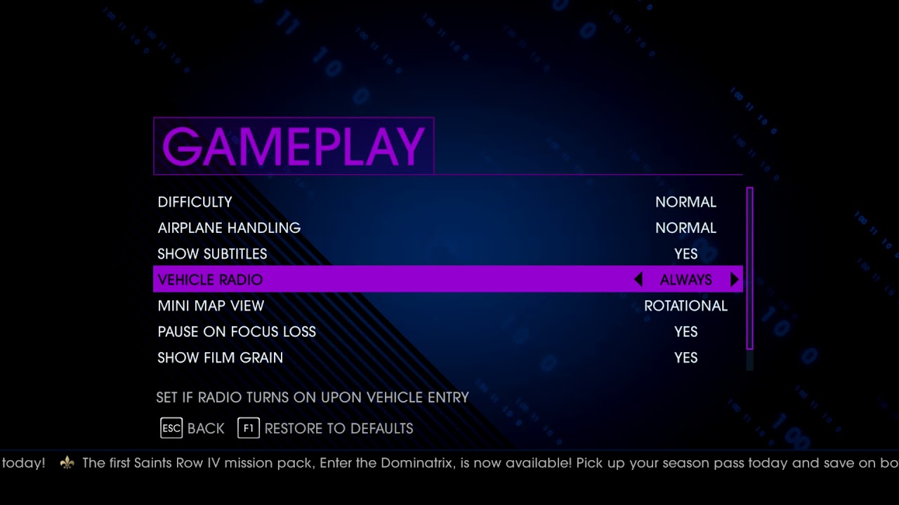 Saints Row IV - Options - Gameplay - YouTube