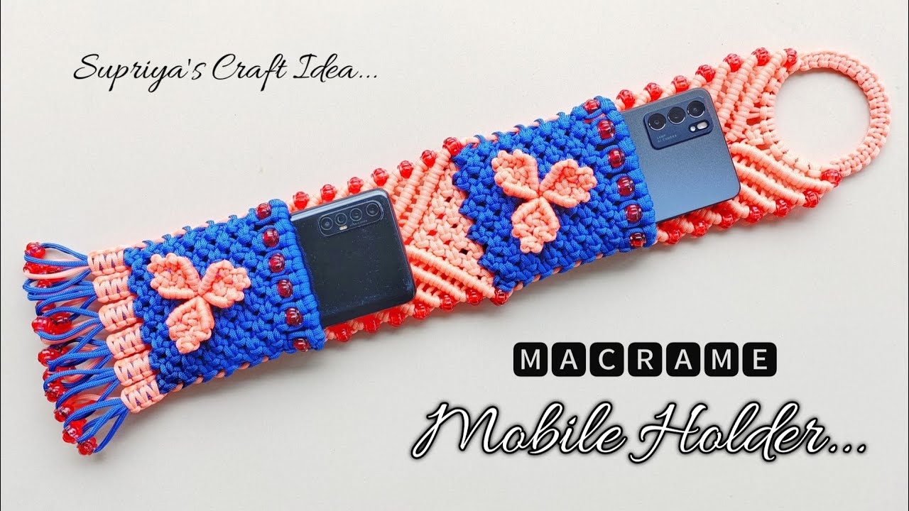 Macrame Double Pouch Mobile Holder | Easy Macrame Mobile Hanger for ...