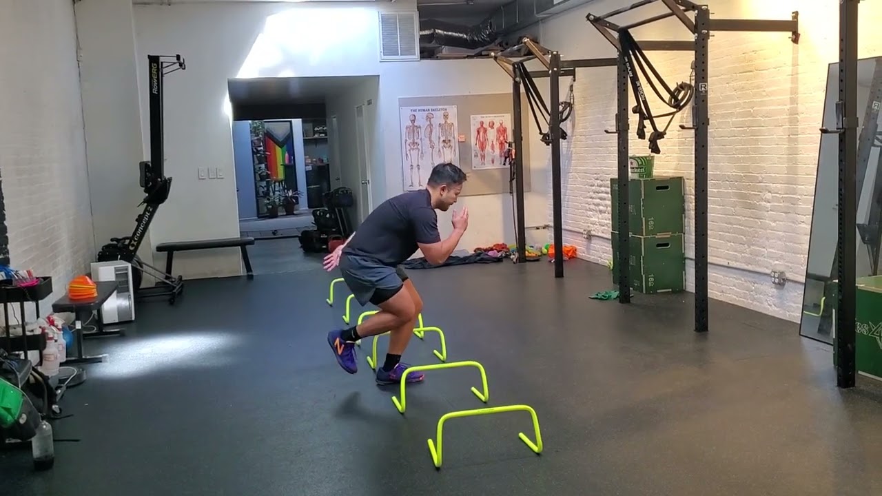 Hurdles SL lateral jump and stick outside leg - YouTube