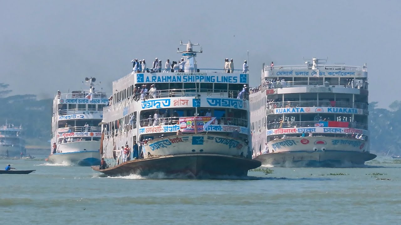 কুয়াকাটা-২ সহ অন্যান্য লঞ্চগুলো ছুটে চলছে দুরন্ত গতিতে | MV Kuakata 2 ...