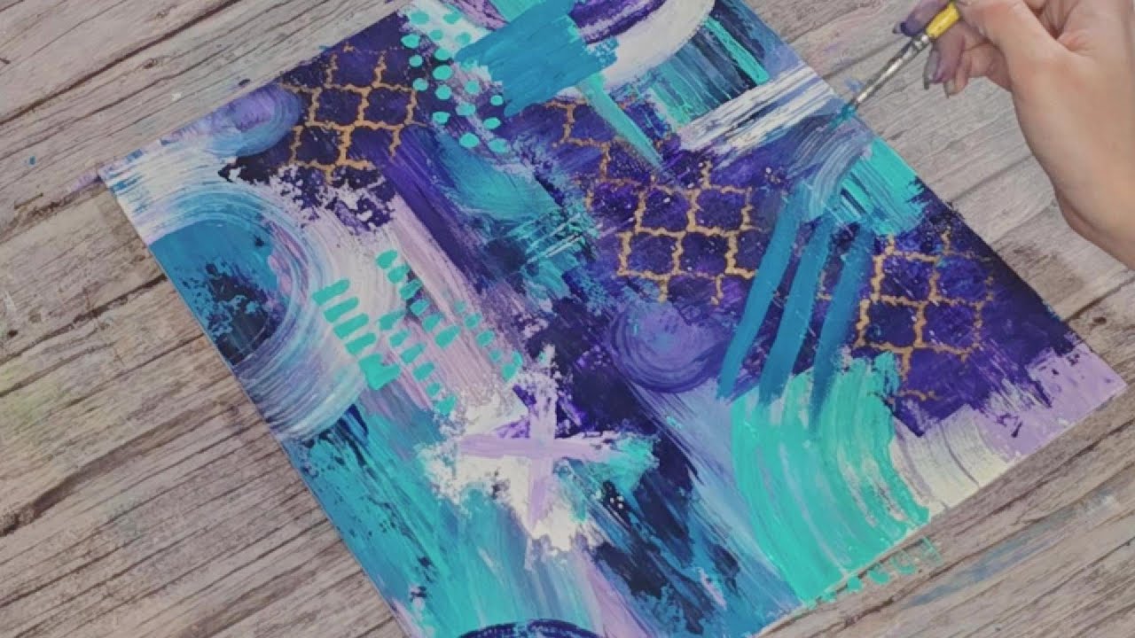 Easy Abstract Acrylic Painting Tutorial - YouTube