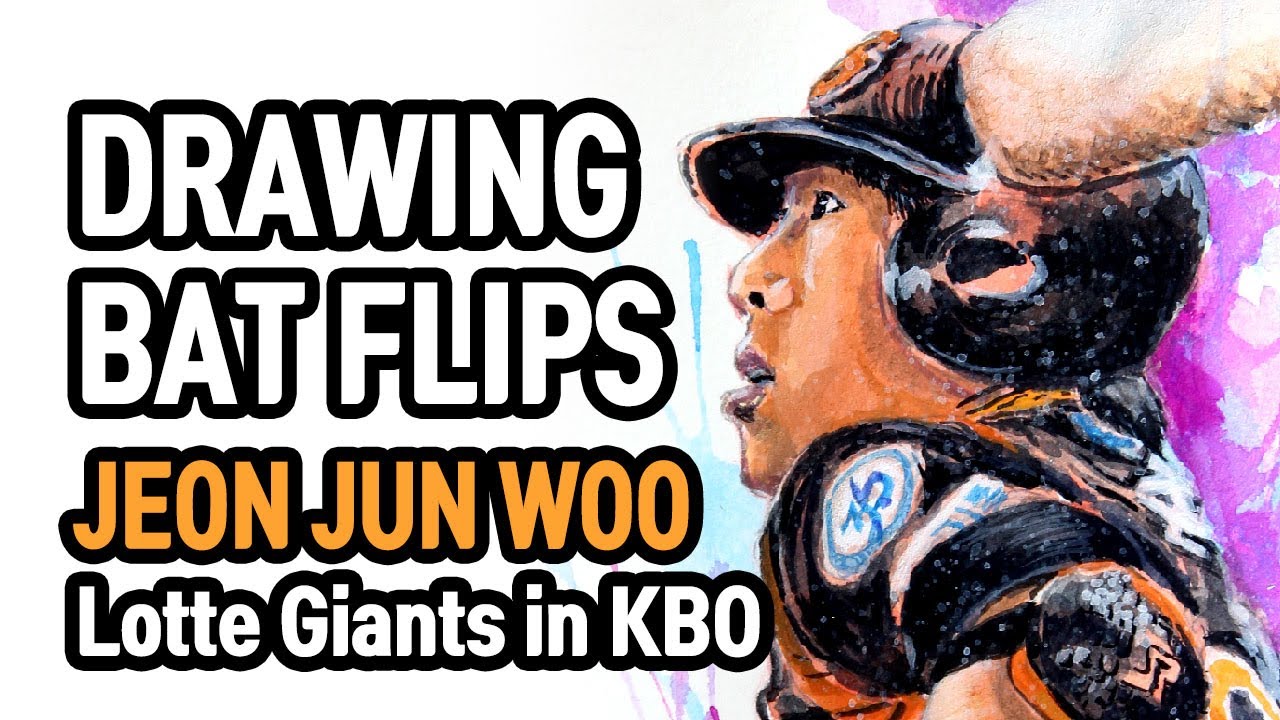 Drawing KBO Bat Flip JEON JUN WOO, Lotte Giants in KBO(Korea Baseball ...