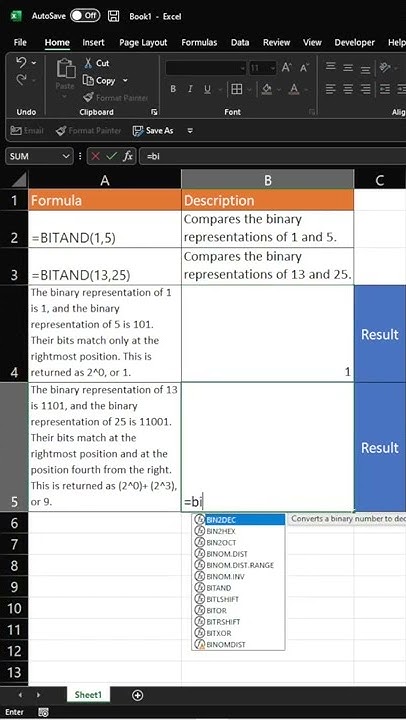 #shorts BITAND function #microsoft #excel tutorial - YouTube