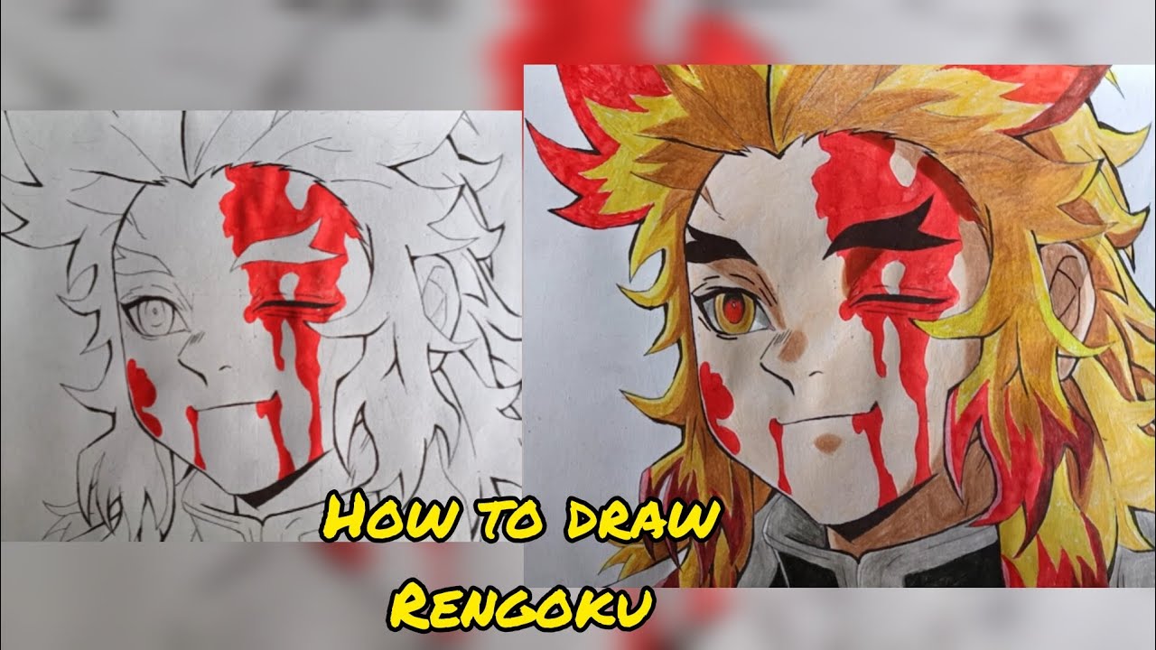 How to draw rengoku ll tutorial 😳 step by step anime drawing l Demon ...