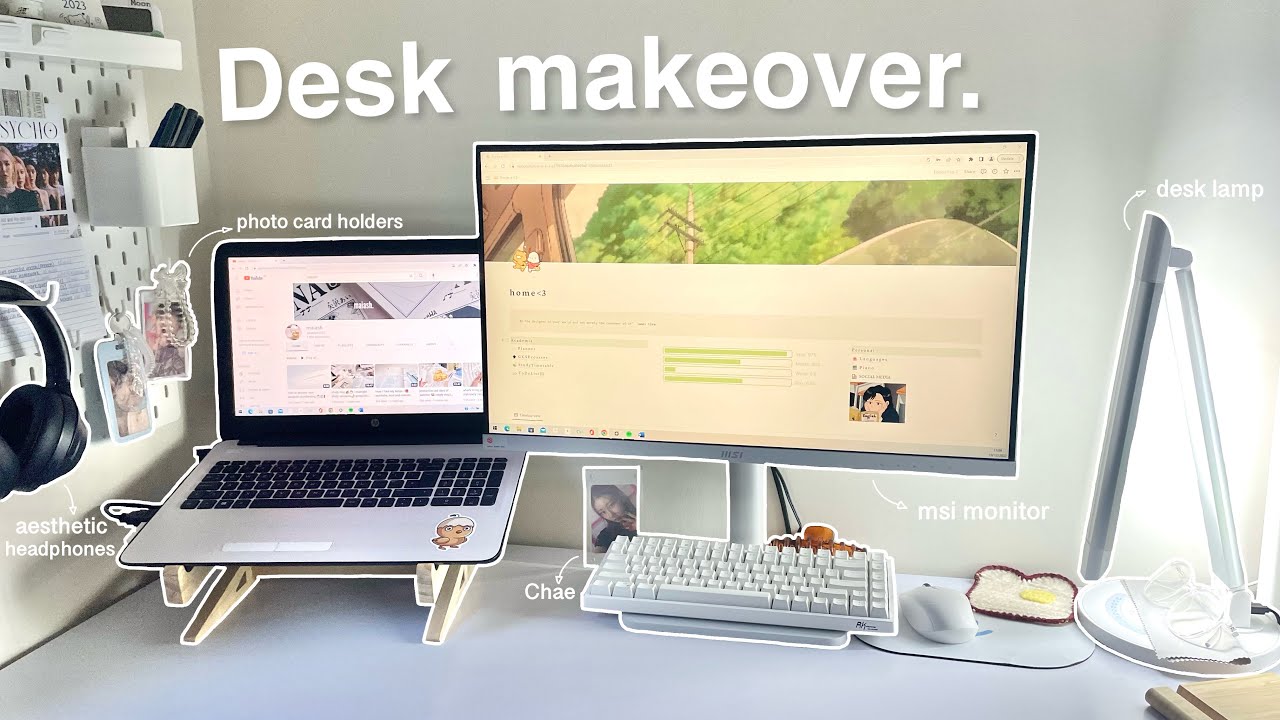 Aesthetic desk makeover 💌📎 Pinterest inspired | desk setup | new ...