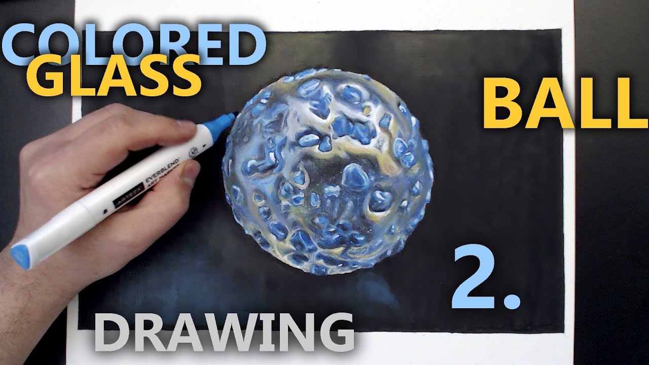 How To Draw Shiny Colored Glass Ball 2. | DRAW2NIGHT - YouTube