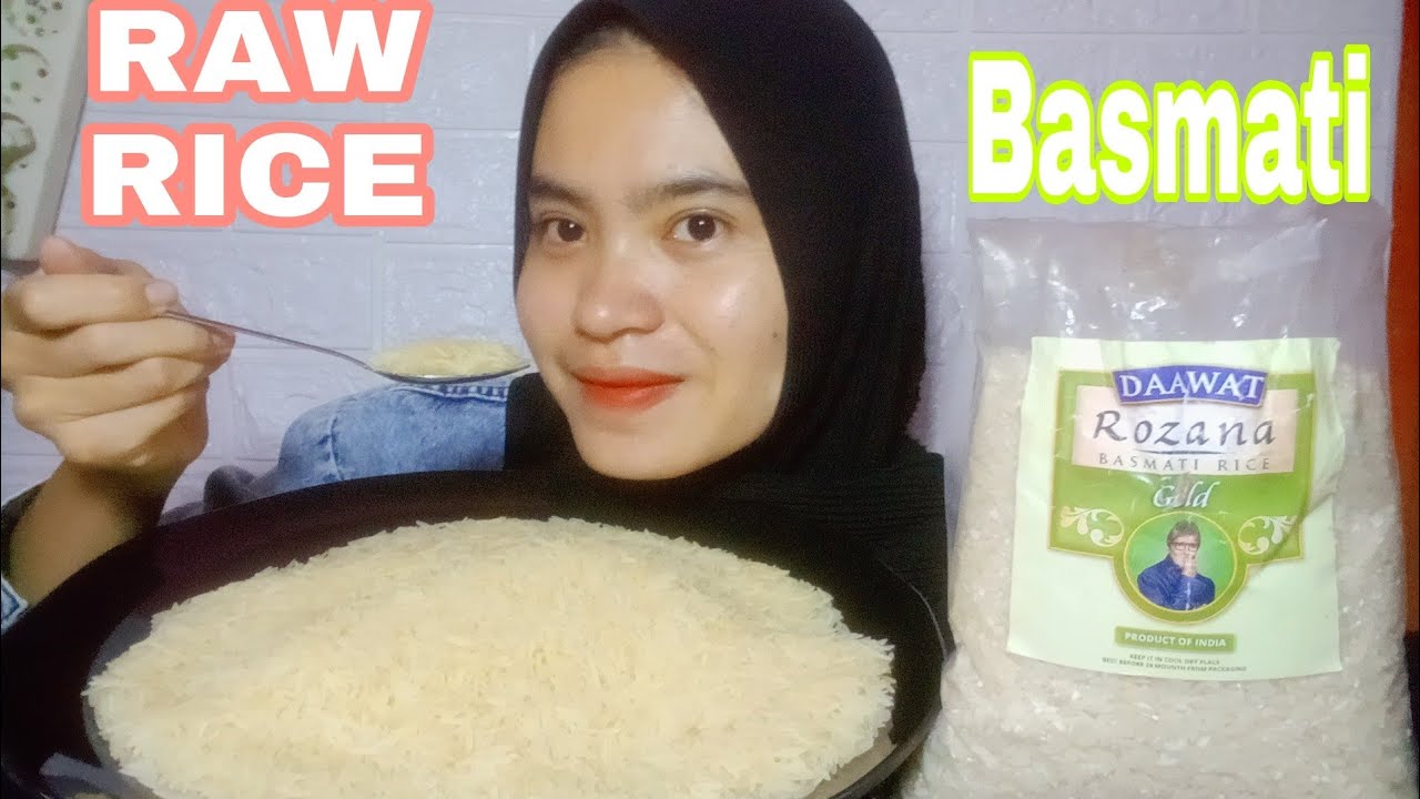 ASMR Raw Rice Eating 🌾 BASMATI RAW RICE | ASMR INDONESIA - YouTube